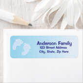 Baby Boy Footprint Blue Address Label | Zazzle