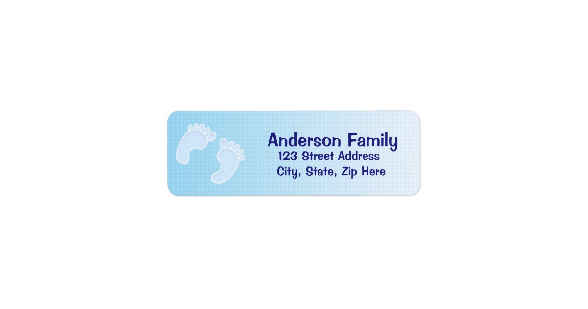 Baby Boy Footprint Blue Address Label | Zazzle