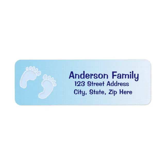 Baby Boy Footprint Blue Address Label | Zazzle