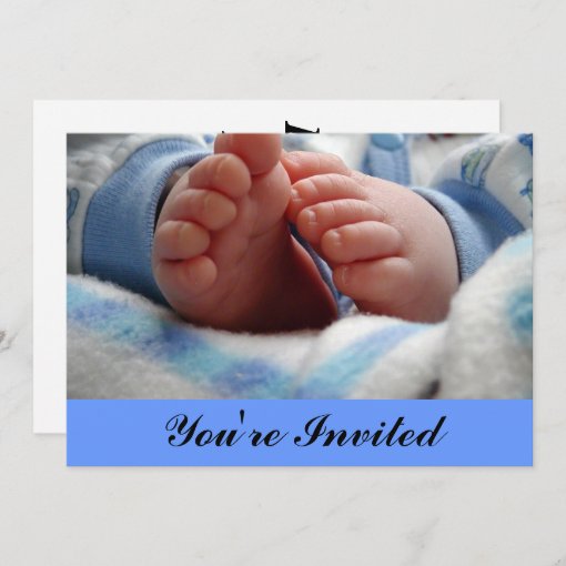 Baby Boy Footprints Baby Shower Invitation | Zazzle