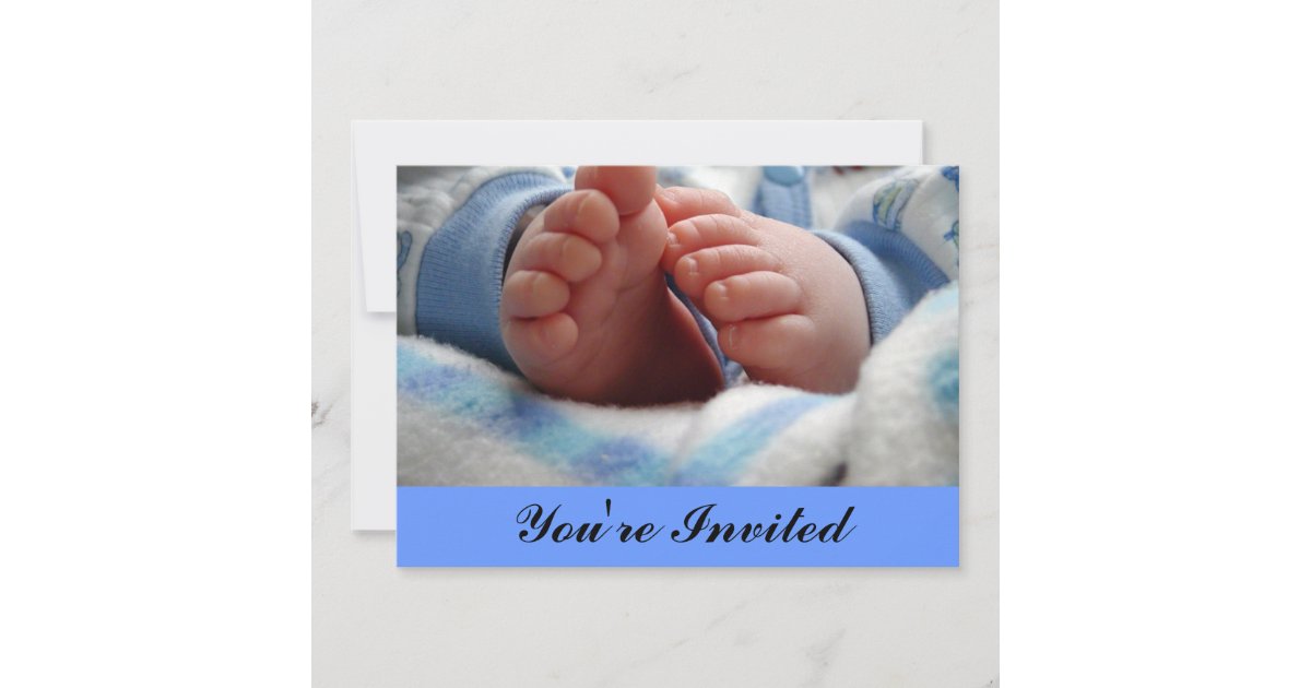 Baby Boy Footprints Baby Shower Invitation | Zazzle