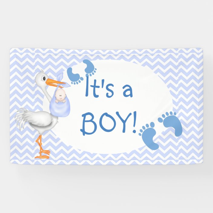 Baby Boy, Footprints, Stork, Custom Banner | Zazzle.com