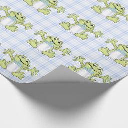 Baby Boy Frog cartoon glossy wrapping paper | Zazzle