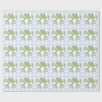 Baby Boy Frog cartoon glossy wrapping paper | Zazzle