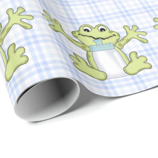 Baby Boy Frog cartoon glossy wrapping paper | Zazzle
