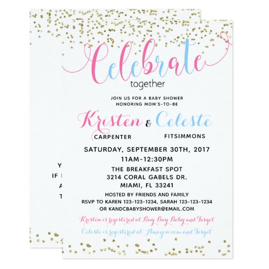 Baby Boy Girl Combined Joint Friends Baby Shower Invitation | Zazzle.com