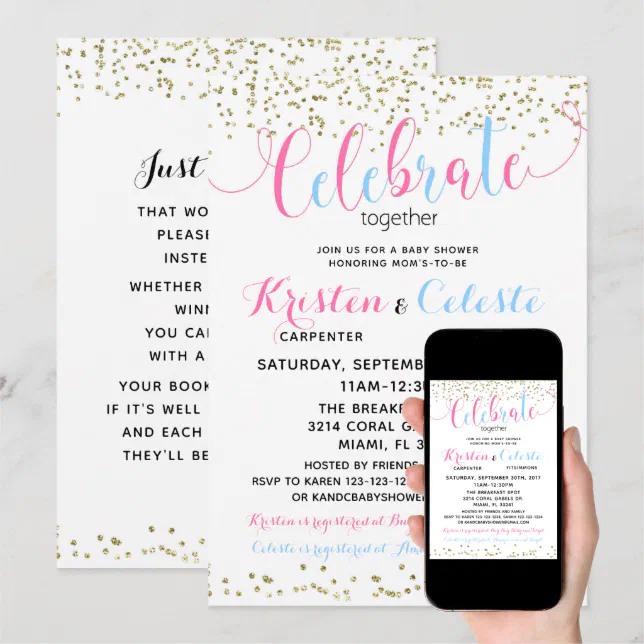 Baby Boy Girl Combined Joint Friends Baby Shower Invitation | Zazzle
