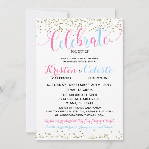 Baby Boy Girl Combined Joint Friends Baby Shower Invitation | Zazzle