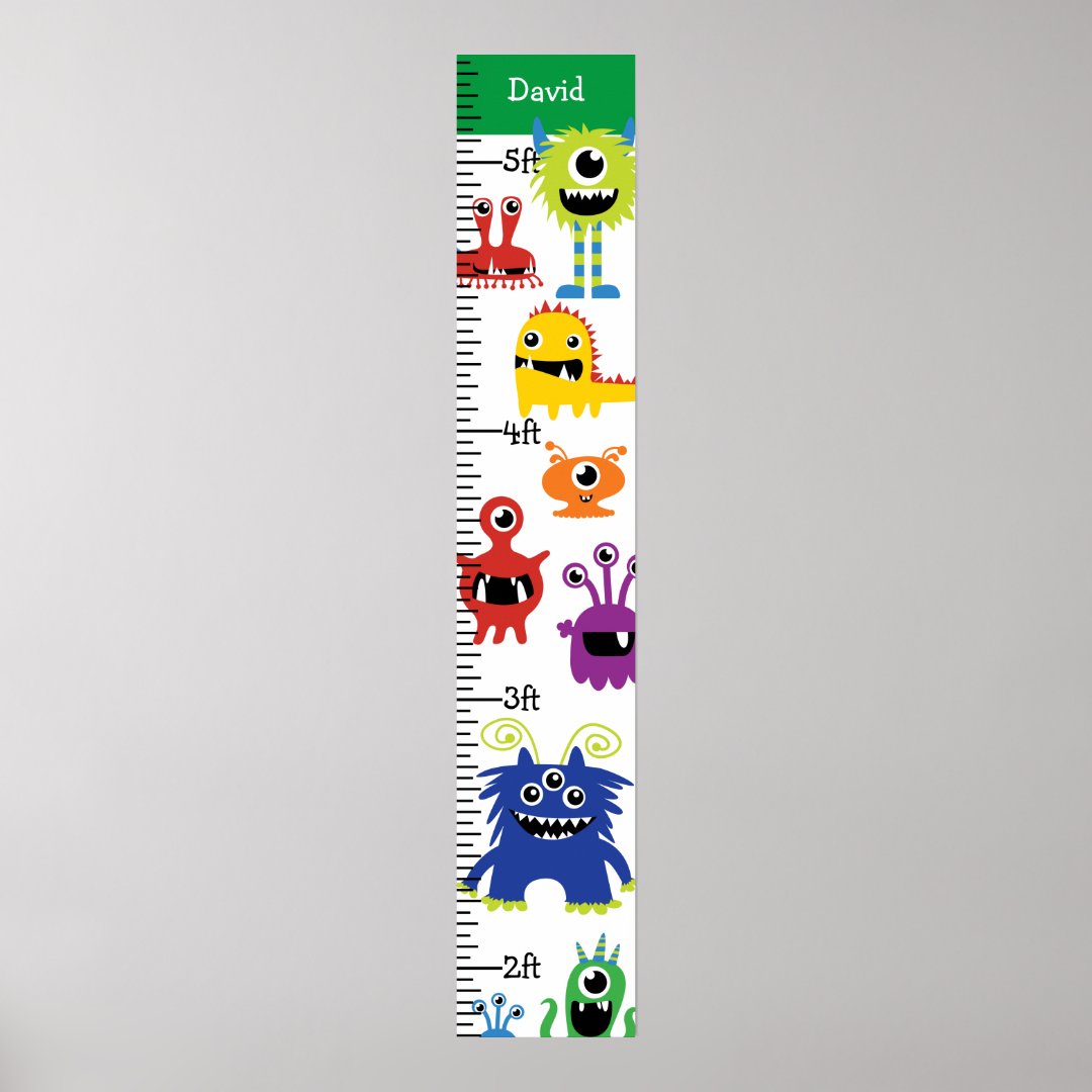 Baby Boy Little Monsters Growth Chart | Zazzle