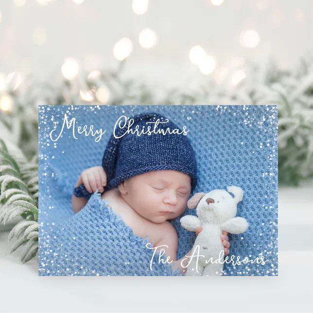 Baby Boy Merry Christmas Photo Holiday Card | Zazzle