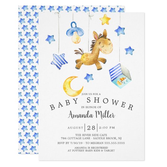 Baby Boy Mobile Horse Baby Shower Invitation | Zazzle.com