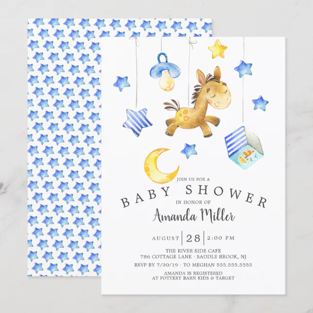 Baby Boy Mobile Horse Baby Shower Invitation | Zazzle