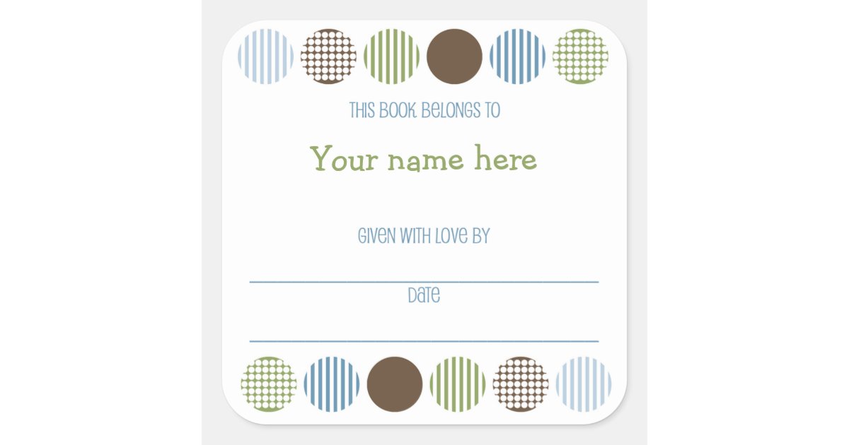 Baby Boy Mod Polka Dot book plate name bookplate | Zazzle