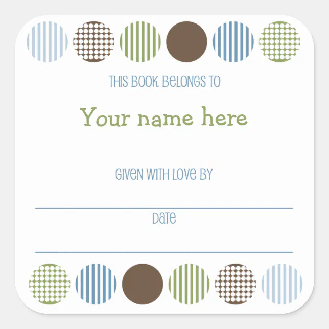 Baby Boy Mod Polka Dot book plate name bookplate | Zazzle