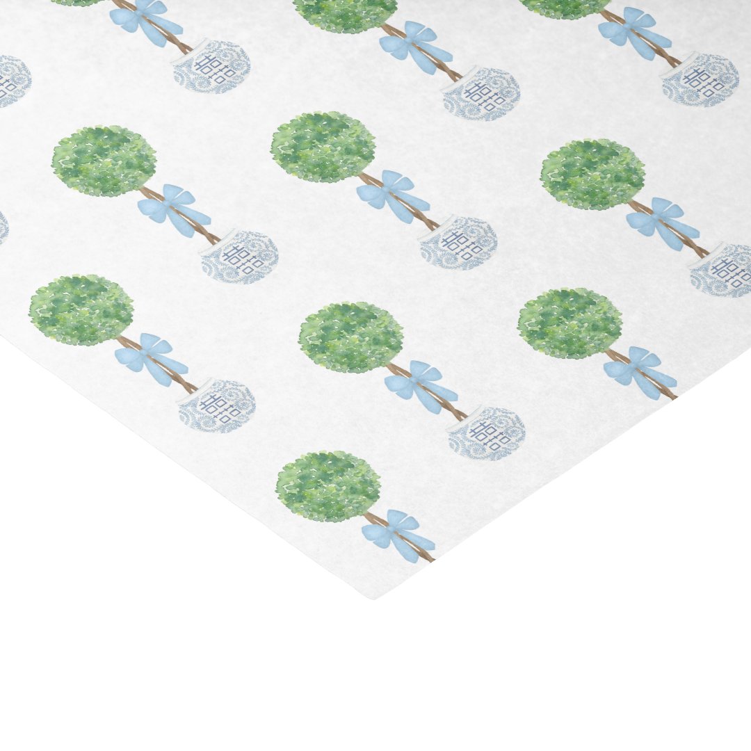 Baby Boy Potted Boxwood Topiary With Blue Bow Tissue Paper | Zazzle