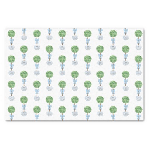 Baby Boy Potted Boxwood Topiary With Blue Bow Tissue Paper | Zazzle
