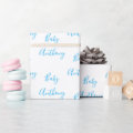 Baby Boy Script Blue Shower Personalized Name Wrapping Paper | Zazzle