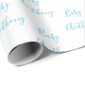 Baby Boy Script Blue Shower Personalized Name Wrapping Paper | Zazzle