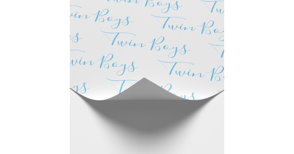 Baby Boy Script Blue Twin Boys Baby Wrapping Paper | Zazzle