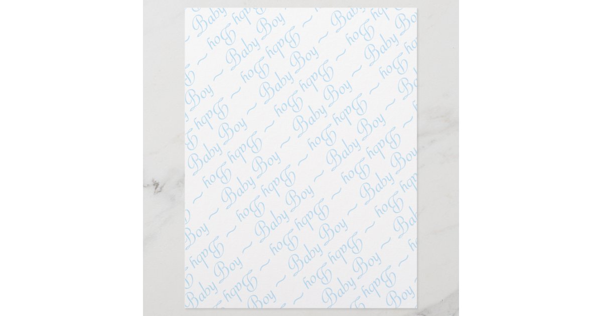 Baby Boy Script in Light Blue Text on White | Zazzle