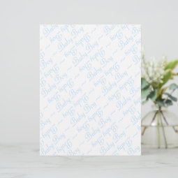 Baby Boy Script in Light Blue Text on White | Zazzle