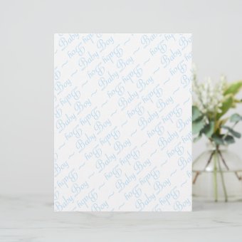 Baby Boy Script in Light Blue Text on White | Zazzle