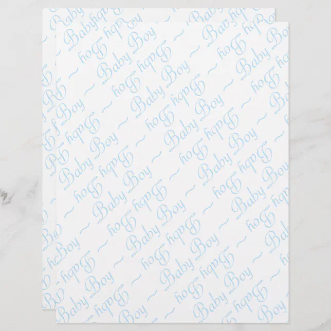 Baby Boy Script in Light Blue Text on White | Zazzle