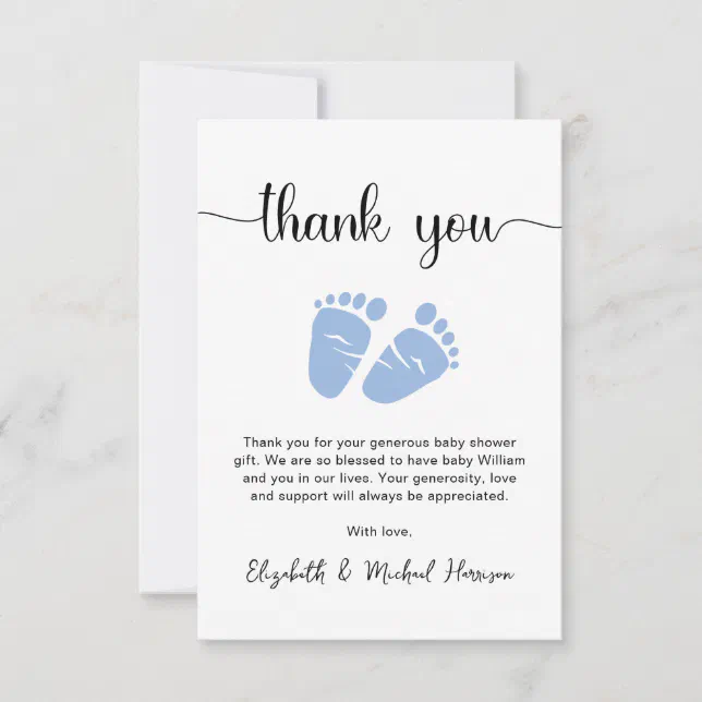 Baby Boy Shower Thank You Note Card | Zazzle