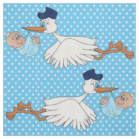 Baby Girl and Boy Stork Design Pattern Fabric | Zazzle.com