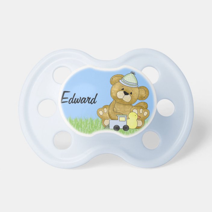 Baby Boy Teddy Bear to Personalize Pacifier | Zazzle.com