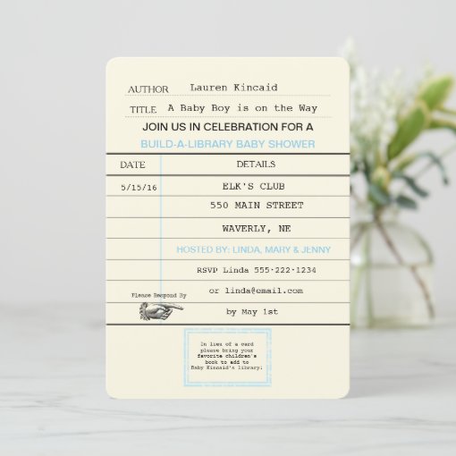Baby Boy Vintage Library Card Book Shower | Zazzle
