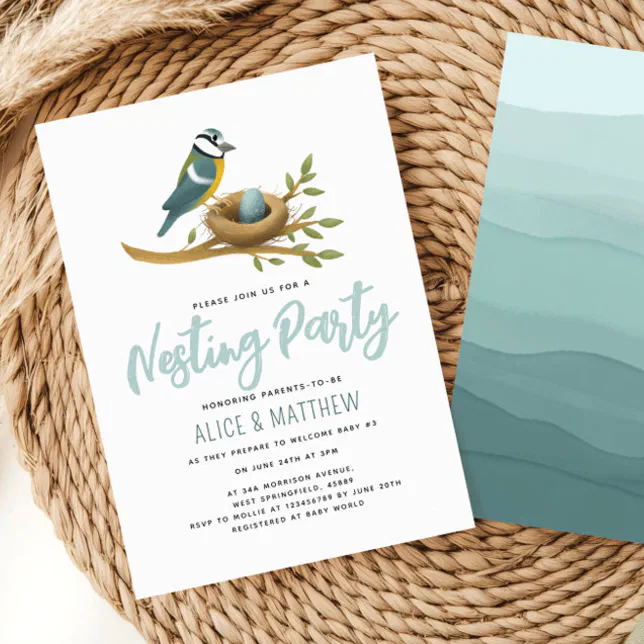 Baby Boy Watercolor Egg Nesting Party Invitation | Zazzle