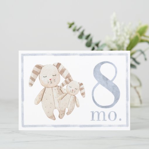 Baby Boy Watercolor Milestone Eight Month Old Card | Zazzle
