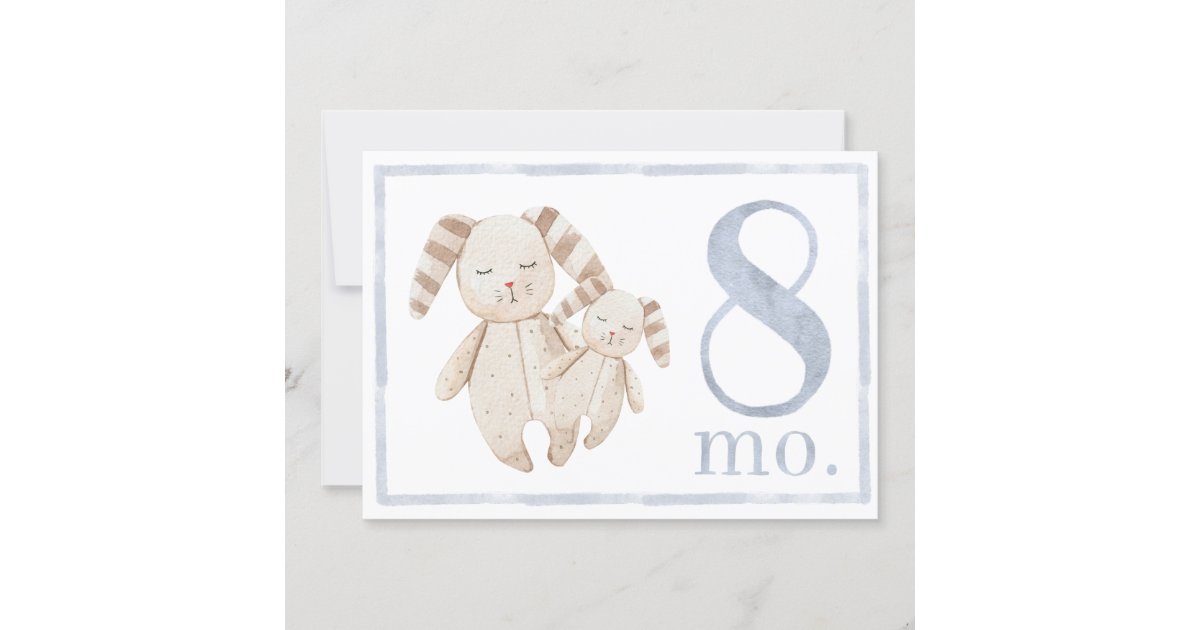 Baby Boy Watercolor Milestone Eight Month Old Card | Zazzle