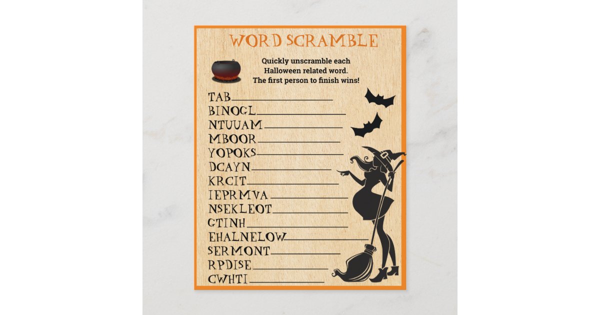 Baby Brewing Shower Halloween Witch Scramble Game | Zazzle