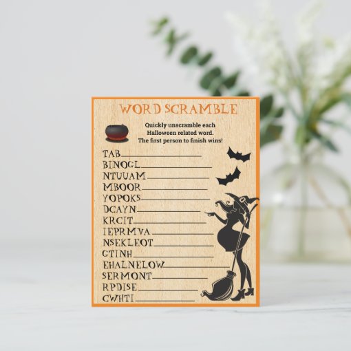 Baby Brewing Shower Halloween Witch Scramble Game | Zazzle