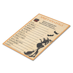 Baby Brewing Shower Halloween Witch Scramble Game Notepad | Zazzle