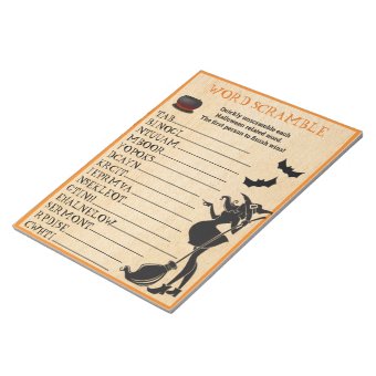 Baby Brewing Shower Halloween Witch Scramble Game Notepad | Zazzle