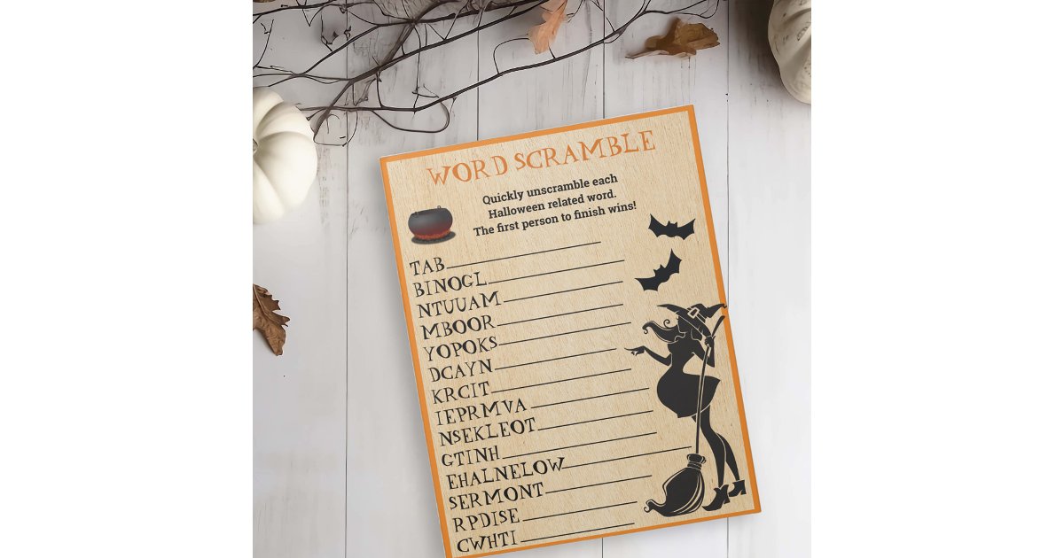 Baby Brewing Shower Halloween Witch Scramble Game Notepad | Zazzle