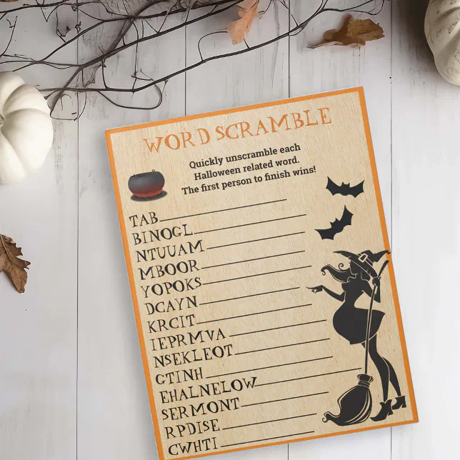 Baby Brewing Shower Halloween Witch Scramble Game Notepad | Zazzle