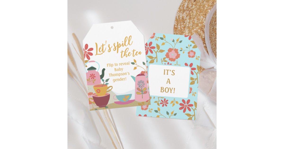 Baby Brewing Tea Boy Gender Reveal Card | Zazzle