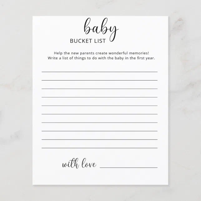 Baby bucket list | Zazzle