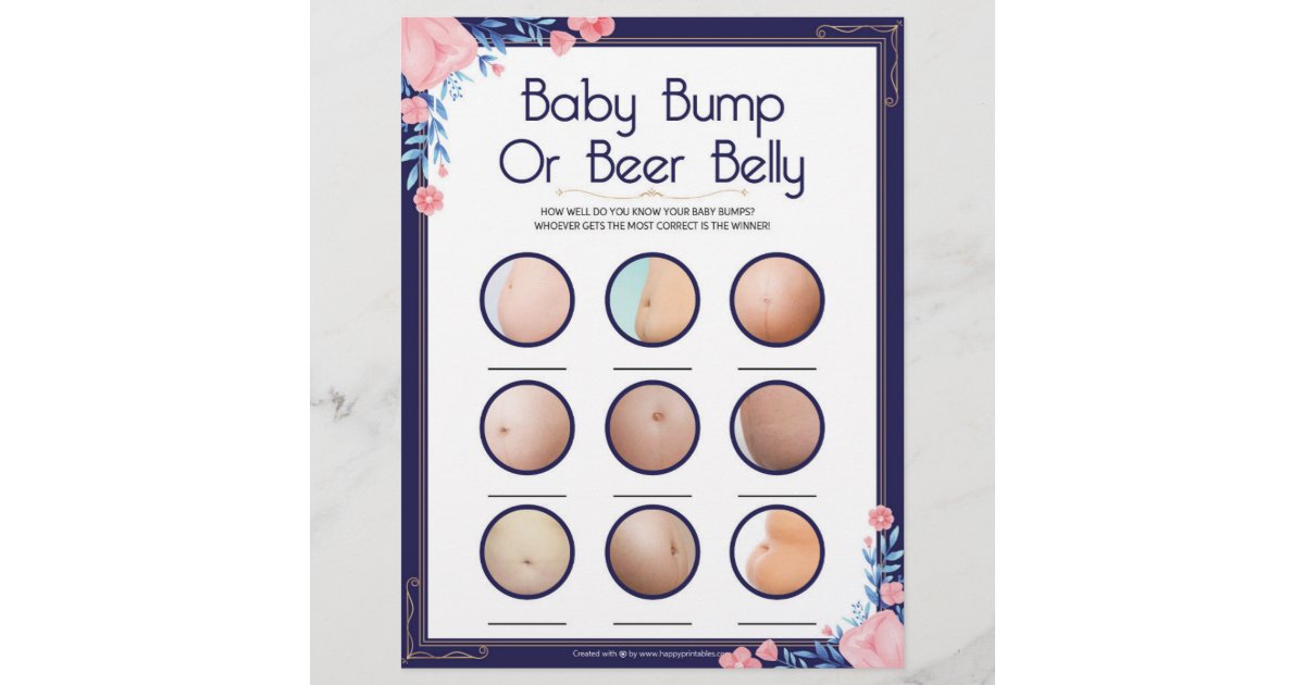 Baby Bump Or Beer Belly [Floral Frame] Letterhead | Zazzle