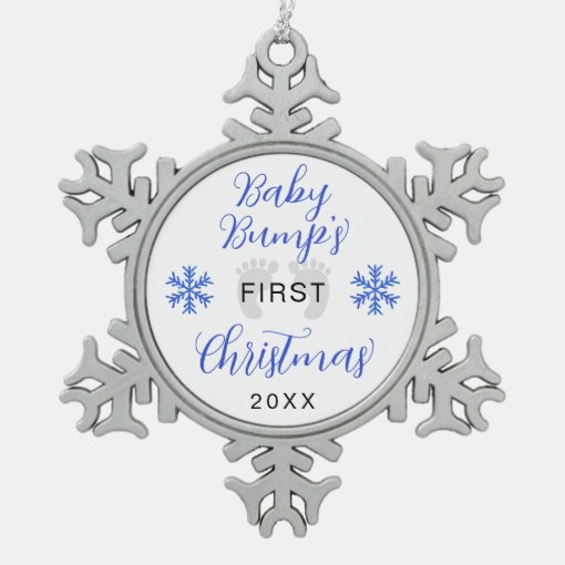 Baby Bump's First Christmas Glitter Snowflake Pewter Christmas Ornament ...