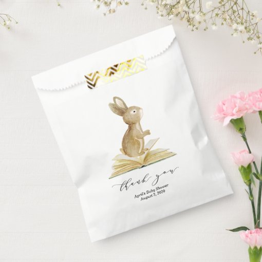 Baby Bunny and Book Favor Bags | Zazzle
