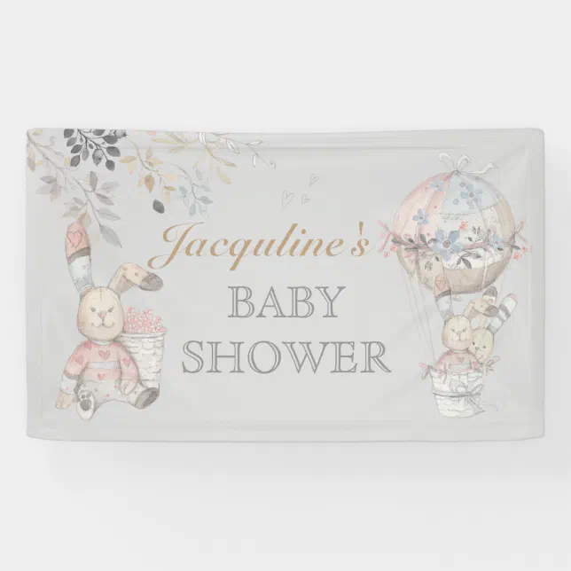 Baby Bunny Gender Neutral Hot Air Balloon Banner | Zazzle