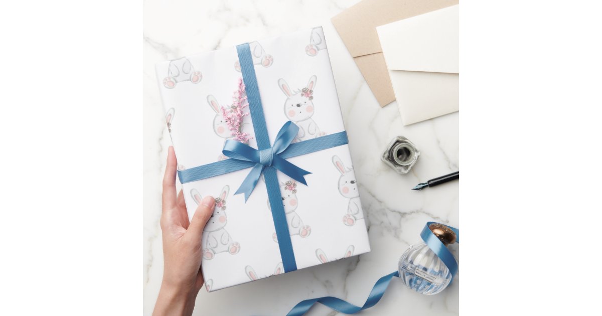 Baby Bunny Pattern Baby Shower Wrapping Paper | Zazzle