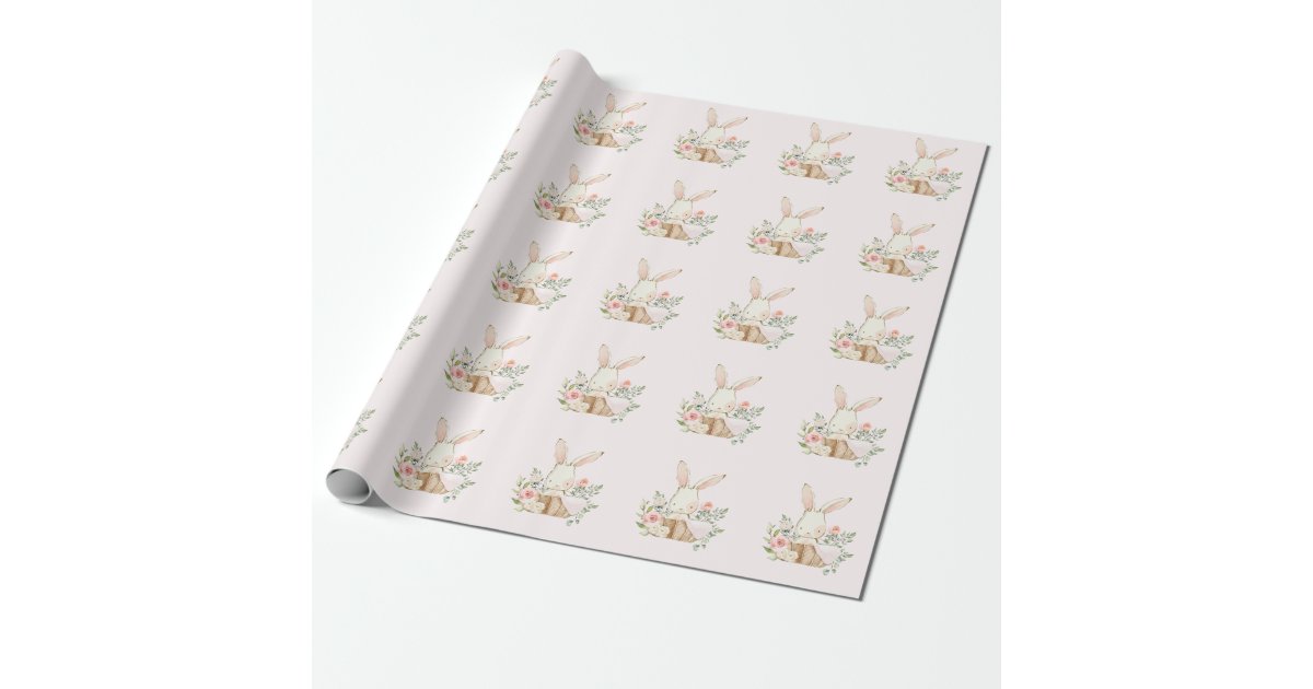Baby Bunny Rabbit Baby Shower Wrapping Paper | Zazzle