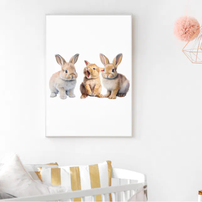 Baby Bunny Rabbit Nursery Poster | Zazzle