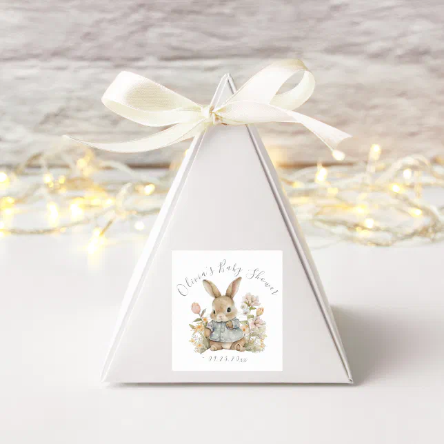 Baby Bunny Rabbit Personalized Square Sticker | Zazzle